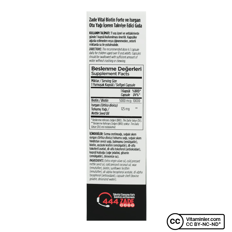 Zade Vital Biotin Forte 5000 Mcg 30 Kapsül - B Vitaminleri